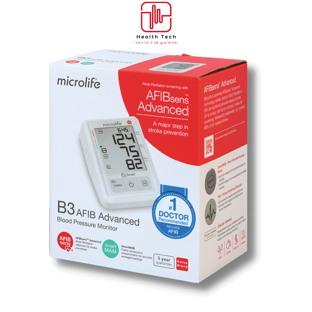 Máy đo huyết áp Microlife B3 AFIB Advanced cảnh báo rối loạn nhịp tim ...
