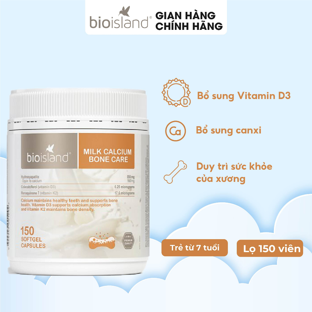 Canxi sữa Bioisland Milk Bone Care tăng chiều cao cho trẻ dậy thì ...