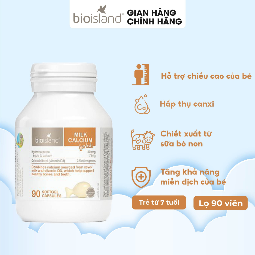 Combo cho trẻ từ 7th - 11 tuổi canxi sữa, lysine và DHA BioIsland giúp bé phát triển toàn diện ...