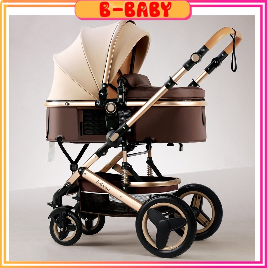 Xe đẩy cho bé Belecoo A10, xe nôi gấp gọn 2 chiều có mái che cho bé từ sơ sinh-3 tuổi chịu lực ...