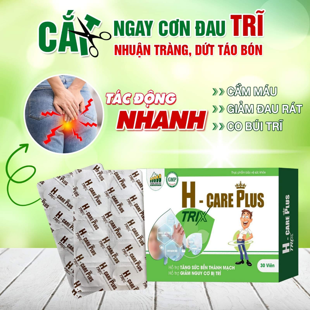 Viên uống H Care Plus Trix hỗ trợ teo trĩ nội, trĩ ngoại, co búi trĩ ...