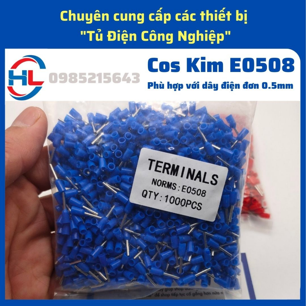 Đầu cos kim rỗng E0508, cos kim E0508, đầu cos kim rỗng dùng cho dây ...