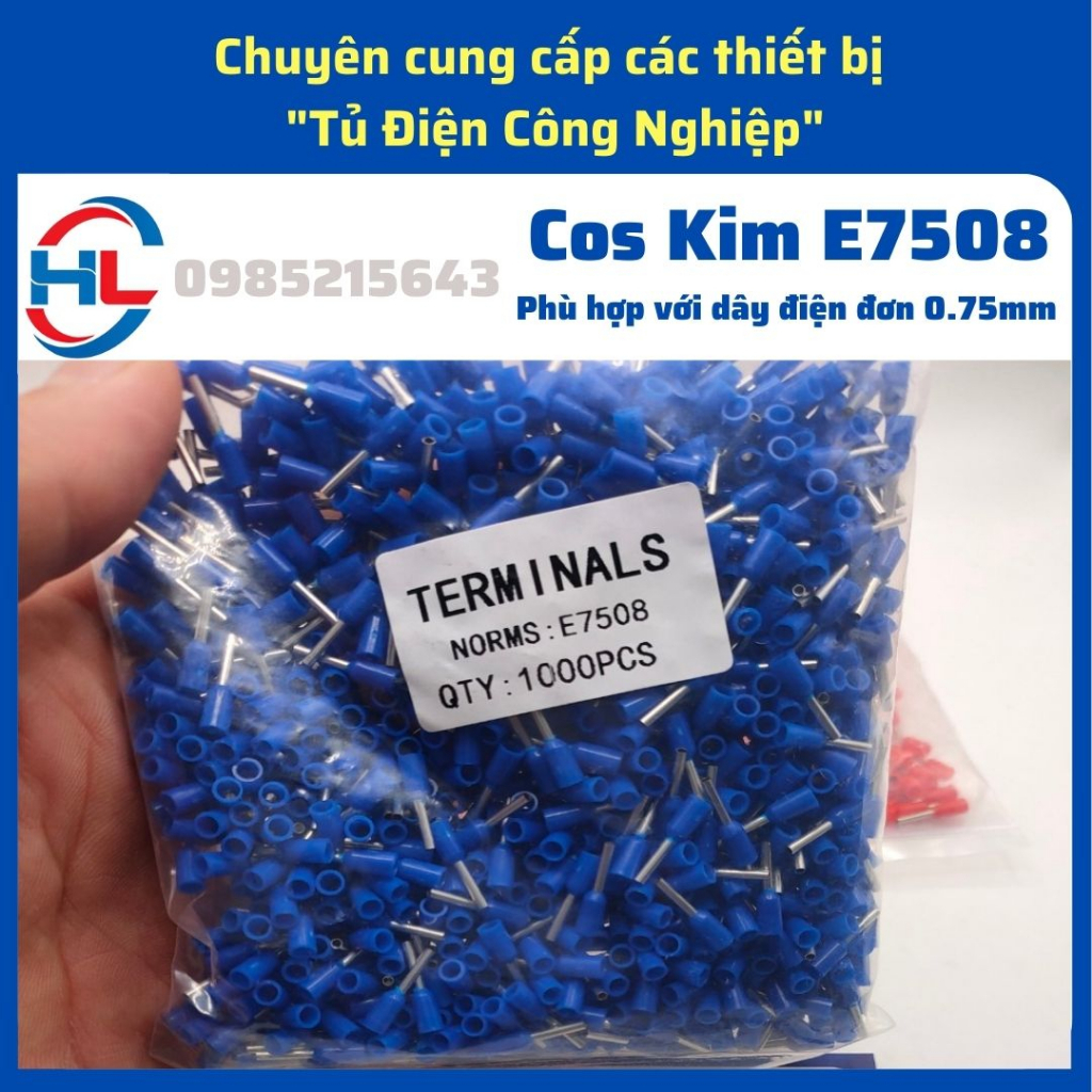 Đầu cos kim rỗng E7508, cos kim E7508, đầu cos kim rỗng dùng cho dây ...
