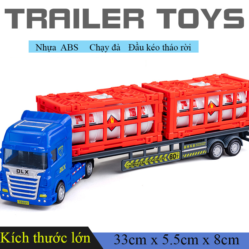 Đồ chơi xe đầu kéo vận chuyển xăng gồm 2 cont 20 feet chở thùng xăng ...