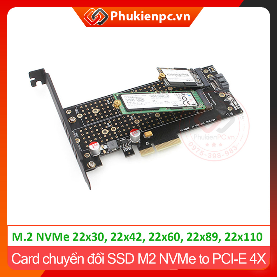 Card SSD M.2 NVMe to PCI-E 4X Lắp ổ cứng SSD M2 2280 22110 NVMe PCIe ...