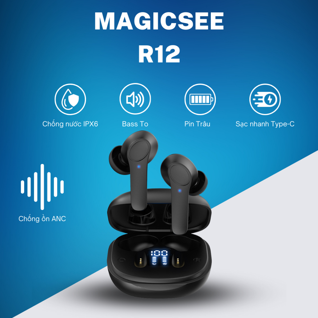 Tai nghe không dây TWS Magicsee R12 Siêu BASS - Có chống ồn xuyên âm ...