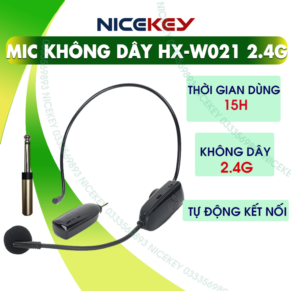 [CHINH HÃNG] Mic Không Dây Cao Cấp HX-W021, Sóng 2.4G, Dùng 12-15h, Kết Nối Loa Trợ Giảng, Loa ...