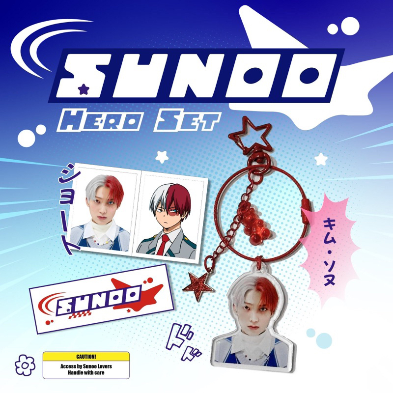 Sunoo Hero Set: Set móc khoá/ id/ sticker Sunoo concept Shouto Todoroki ...
