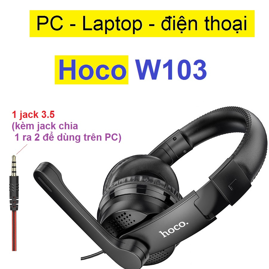 Tai nghe chụp tai Hoco W103 loại 1 jack cắm 3.5 dùng cho điện thoại ...
