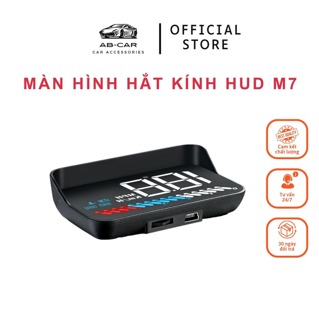 MÀN HÌNH HẮT KÍNH HUD M7, HIỂN THỊ TỐC ĐỘ VÀ CẢNH BÁO TỐC ĐỘ Ô TÔ, XE HƠI CẮM CỔNG OBD2 + USB ...