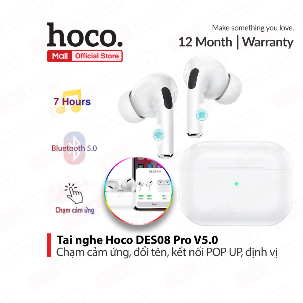 Tai nghe Bluetooth Hoco DES08 Pro V5.0 hỗ trợ định vị, dung lượng ...