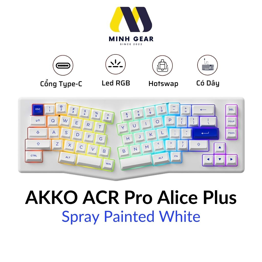 Bàn phím AKKO ACR Pro Alice Plus - (Spray Painted White / RGB / Hotswap ...
