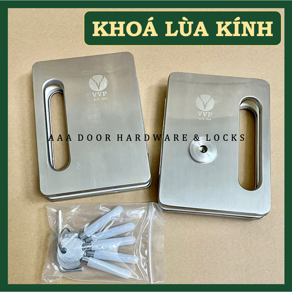 [VVP] Khoá Cửa Kính Cường Lực LÙA Tay Âm Vuông INOX 304 (Cần khoan kính) | Shopee Việt Nam