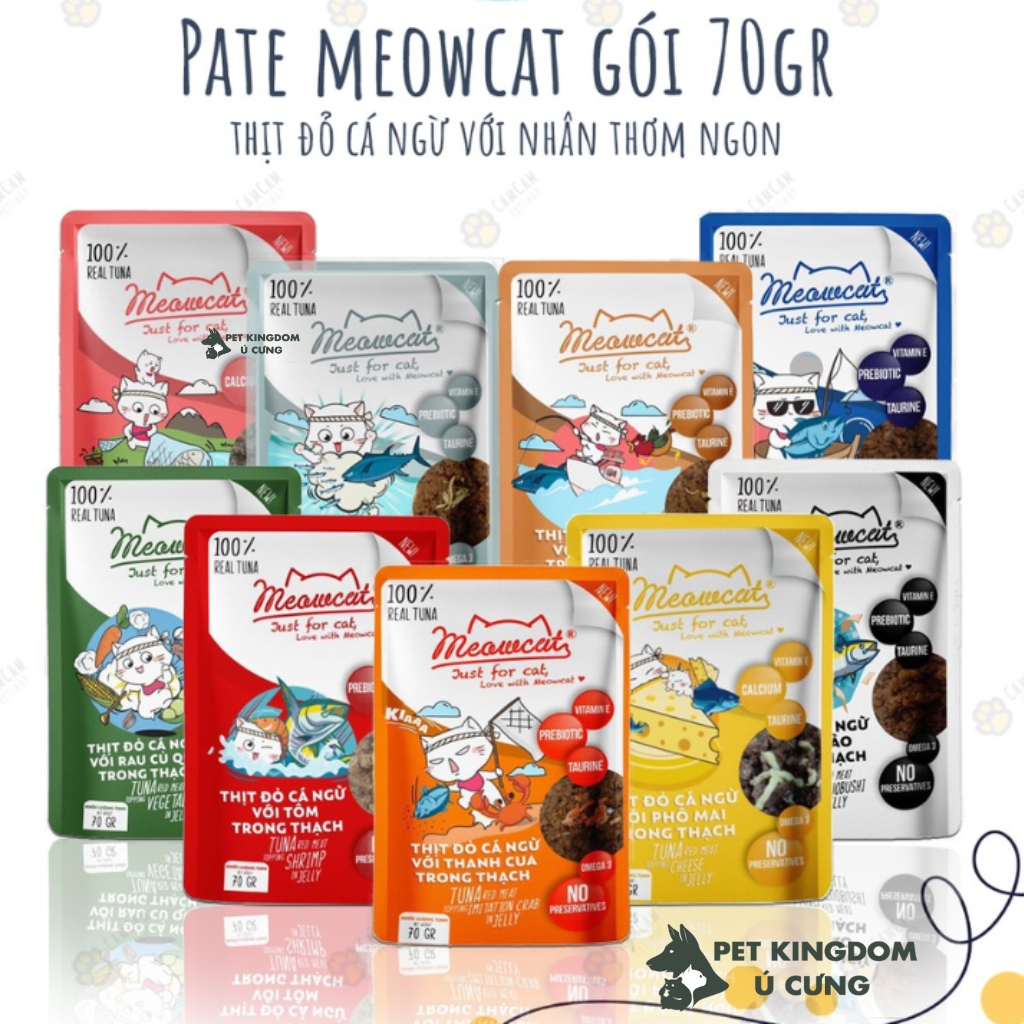 Pate Meowcat Cho Mèo Thịt Đỏ Cá Ngừ Mix Nhiều Vị Gói 70g | Shopee Việt Nam
