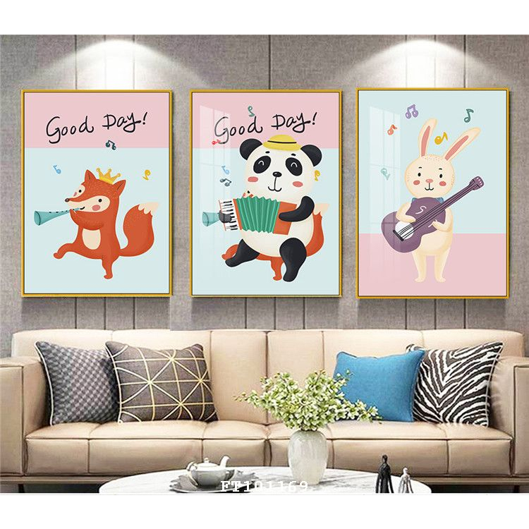 Bộ 3 Tranh Tráng Gương Treo Tường Động Vật Hoạt Hình Cute Trang Trí ...