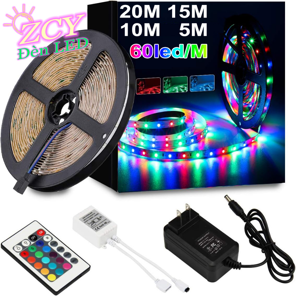 Đèn dây led RGB 5M 10M 15M 20M 2835 12V trang trí TV máy tính decor ...
