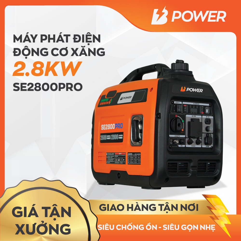 MÁY PHÁT ĐIỆN ĐỘNG CƠ XĂNG B-POWER 2.8KW SE2800PRO INVERTER TIẾT KIỆM NHIÊN LIỆU, GIẢM TIẾNG ỒN ...