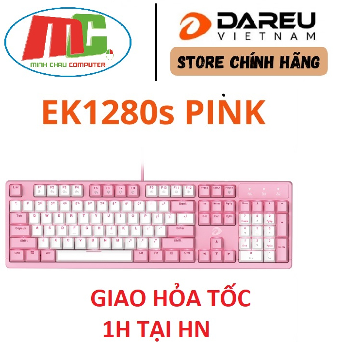 Bàn Phím Cơ Gaming DAREU EK1280s PINK-WHITE 104KEY PINK LED - Chính ...
