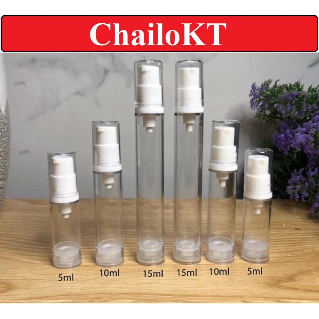 Chai hút chân không 5ml 10ml 15ml, chai chiết mỹ phẩm mini, lotion, kem ...