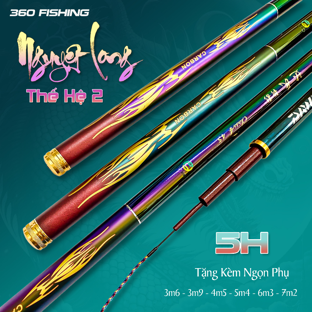 Cần Câu Đài Câu Đơn Nguyệt Long 5H Thế Hệ 2 Cần Câu Tay Carbon Cao Cấp ...