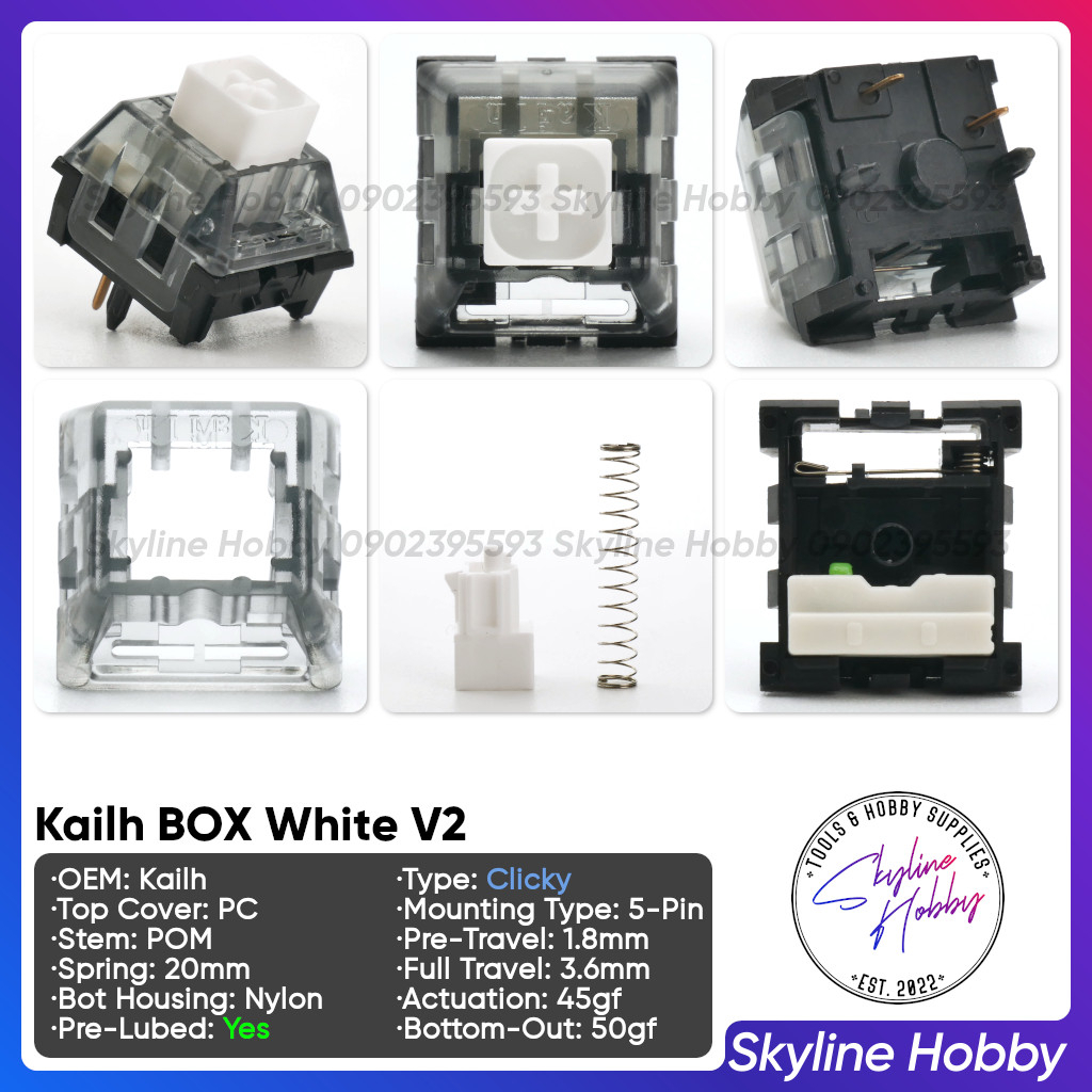 Switch bàn phím cơ Kailh BOX - White V2, Brown V2, Jade, Navy, Summer ...