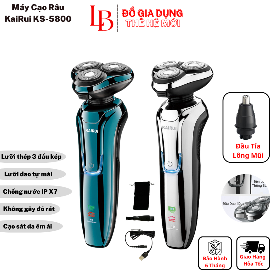 Máy cạo râu 4d Kairui KS-5800,máy tỉa lông mũi đa năng 3 in 1 chống nước IPX7 | Shopee Việt Nam