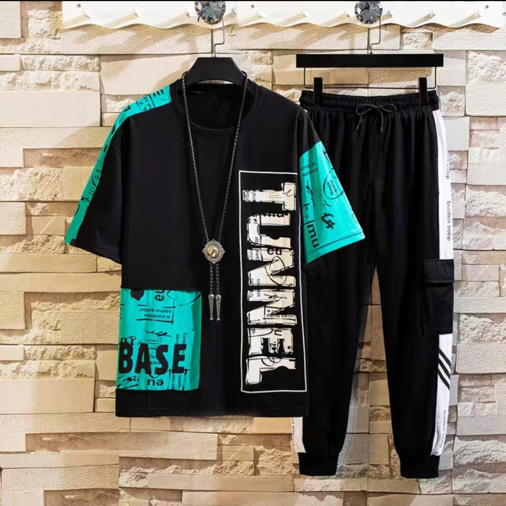 Bộ Quần Áo Thun Nam Thể Thao Mùa Hè Ngắn Tay Tunnel Kết Hợp Quần Jogger ...
