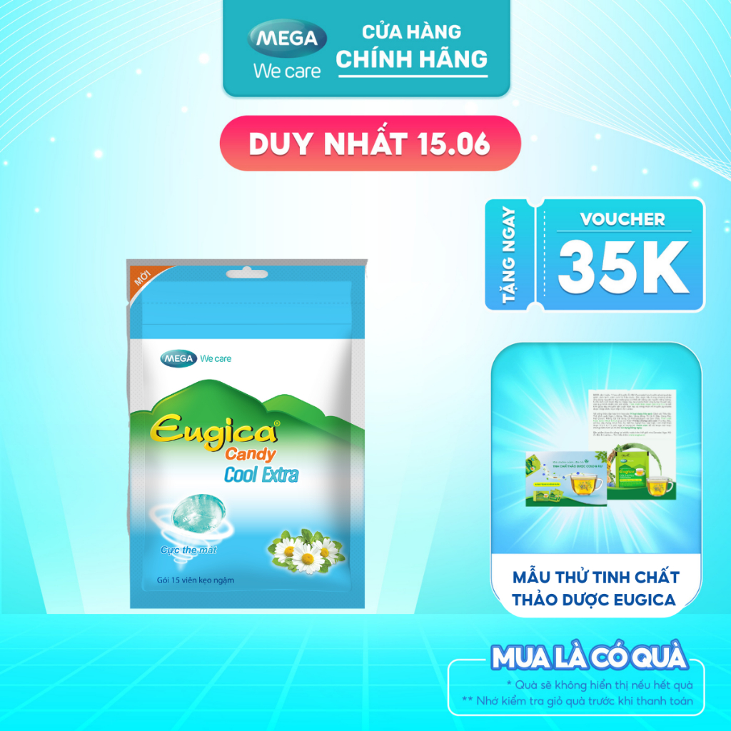 Kẹo ngậm thảo dược hỗ trợ giảm ho, rát họng EUGICA CANDY COOL EXTRA ...