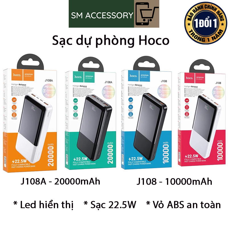 Sạc Dự Phòng Hoco J108B 30000mAh, J108A 20000mAh, J108 10000mAh Có Led Hiển Thị, Sạc Nhanh 22,5W ...