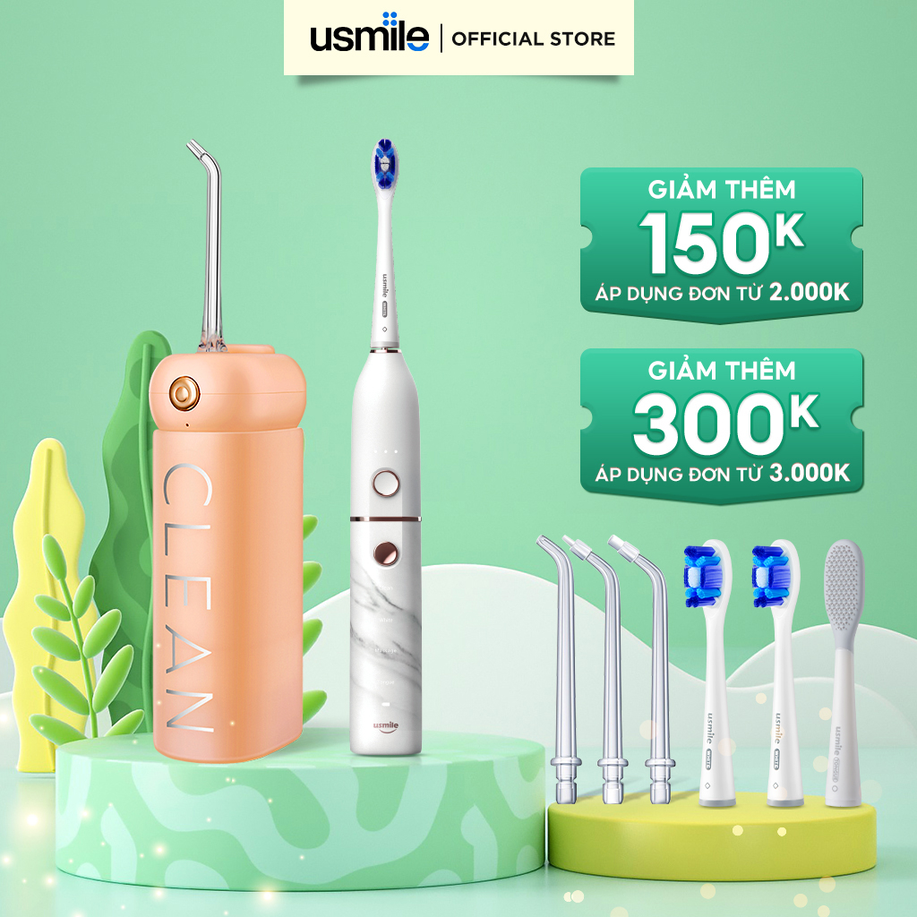 [COMBO] Bàn chải điện sóng âm usmile U2S + Tăm nước usmile CY1 | Shopee Việt Nam