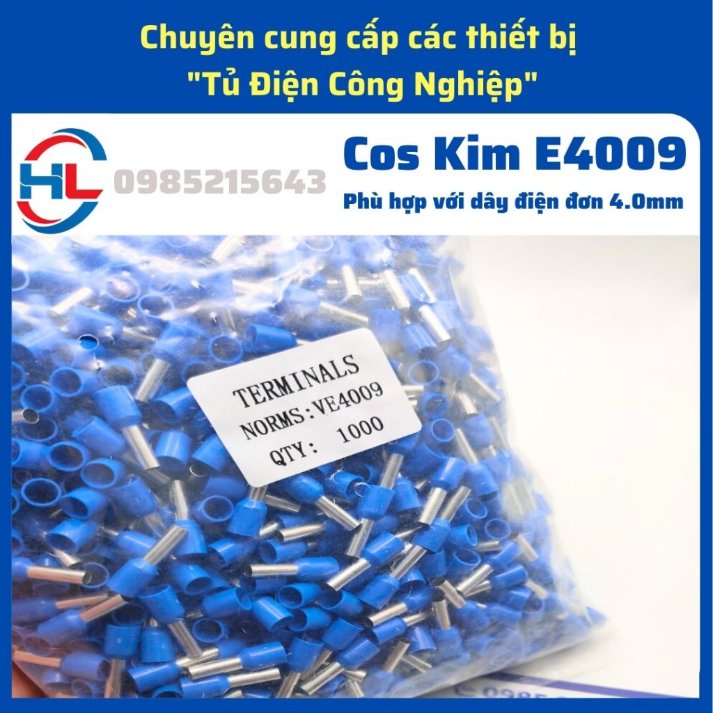 Đầu cos kim rỗng E4009, cos kim E4009, đầu cos kim rỗng dùng cho dây điện 4.0mm, đầu cos dây ...