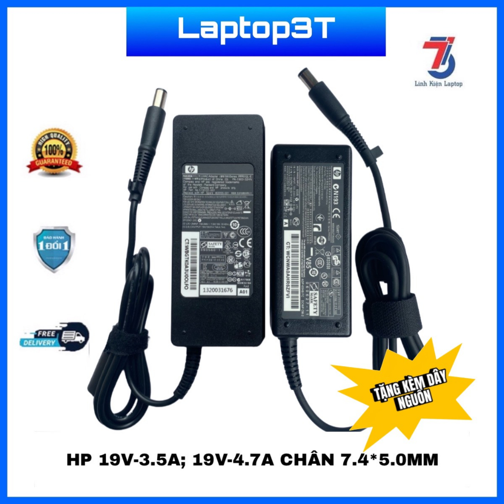 [CHÂN TO] Sạc Laptop HP 19v-3.5A (65w);19v-4.7A (90w) Chân Kim To kích cỡ 7.4*5.0MM loại tốt ...