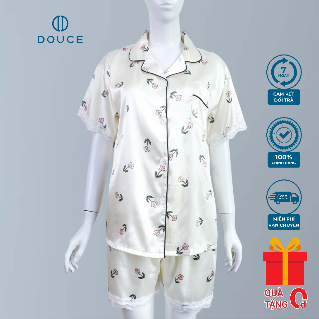 Bộ Đồ Ngủ Pijama Lụa Gấm Cao Cấp, Đồ Mặc Nhà - DOUCE DN04 | Shopee Việt Nam