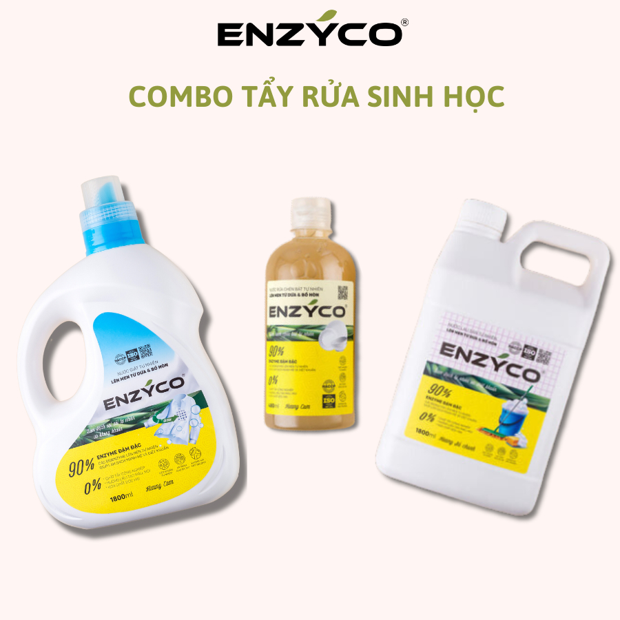 Combo Nước Lau Sàn, Nước Rửa Chén Và Nước Giặt Sinh Học ENZYCO 90% ...