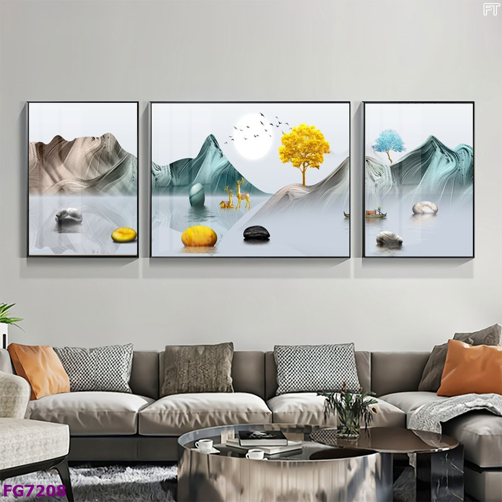 Bộ 3 Tranh Treo Tường Tráng Gương Cao Cấp Phong Cảnh Trang Trí Nhà ...