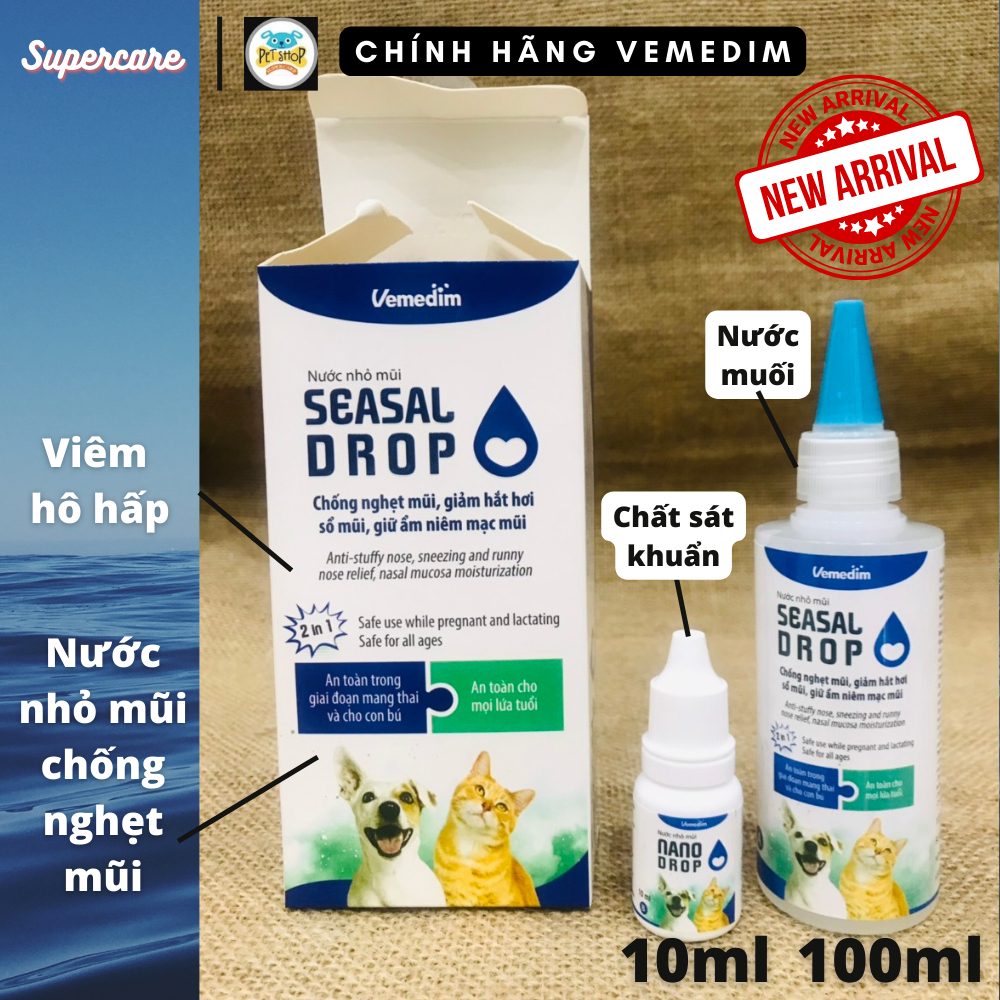 Nước Nhỏ Mũi Chó Mèo Seasal Drop Chống Nghẹt Mũi, Giảm Hắt Hơi, Sổ Mũi ...
