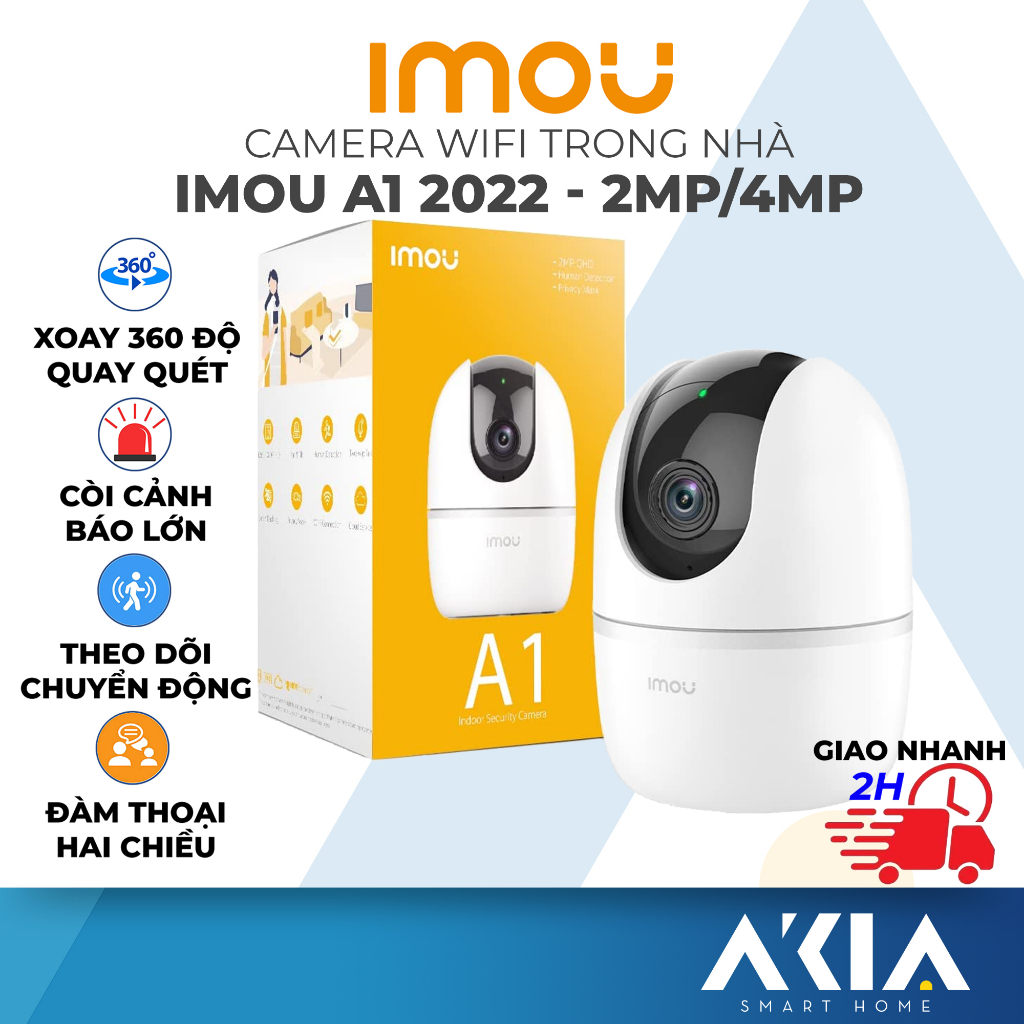 Camera IMOU A1 2022 bản 2MP/4MP, kết nối WiFi và LAN, Quay quét 360 độ ...