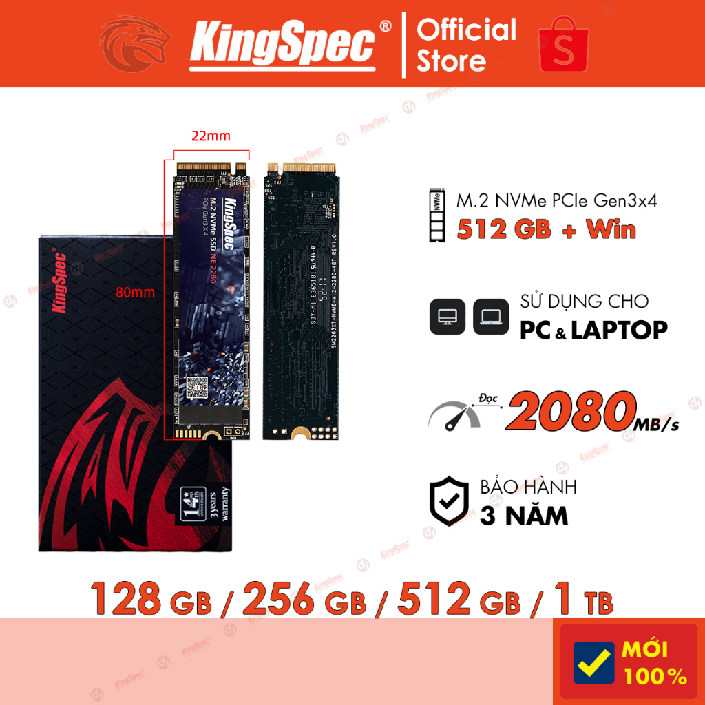 Ổ cứng SSD KingSpec 512GB cài sẵn Win 10 , M2 NVMe | NE 512 - Hàng ...