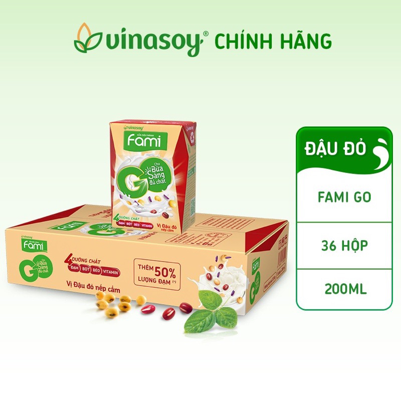 Thùng sữa đậu nành Fami Go Đậu đỏ (36 hộp x 200ml) | Shopee Việt Nam