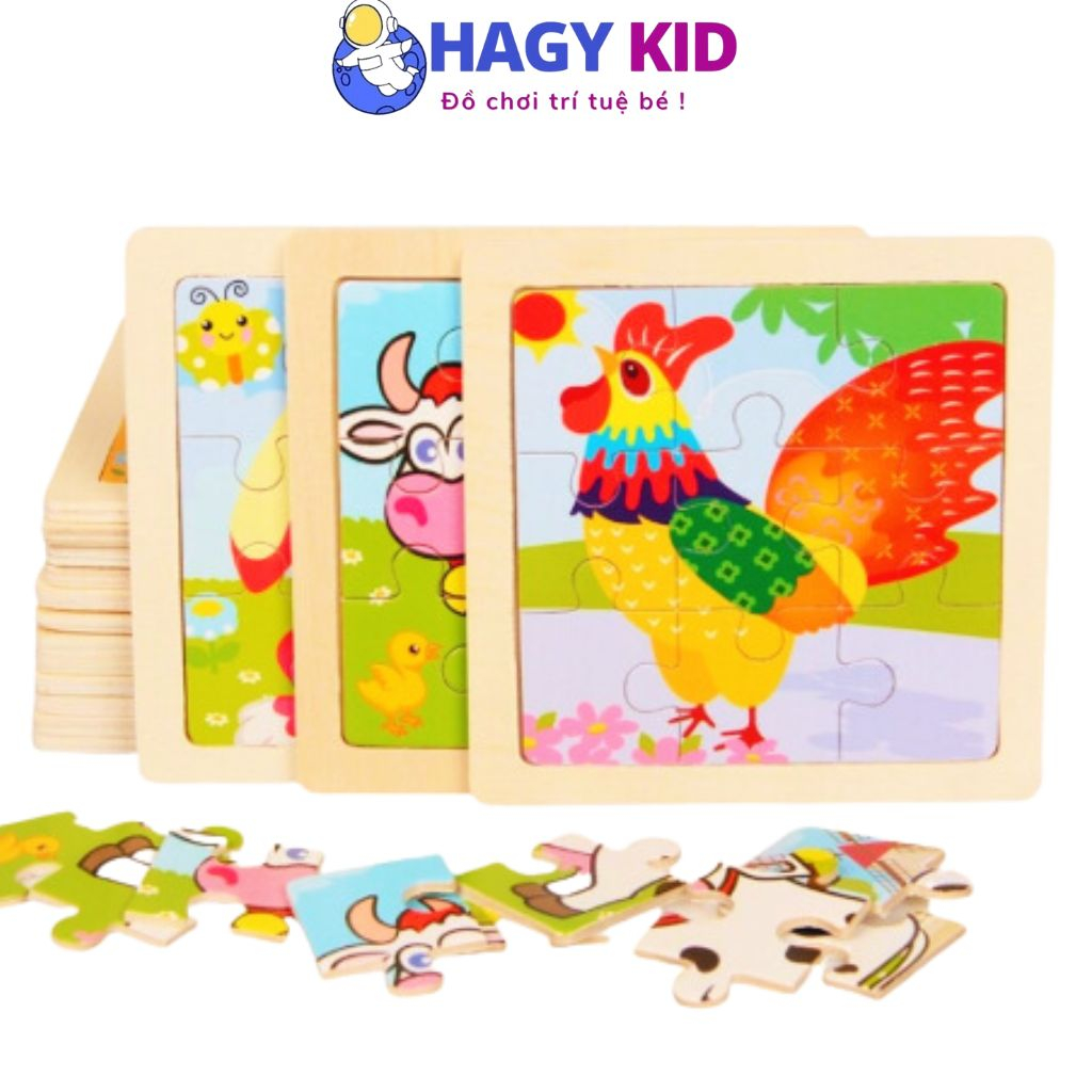 Đồ Chơi Xếp Hình,Tranh Ghép Hình 9 Miếng 11x11cm Hagykid, Ghép Hình Lắp ...