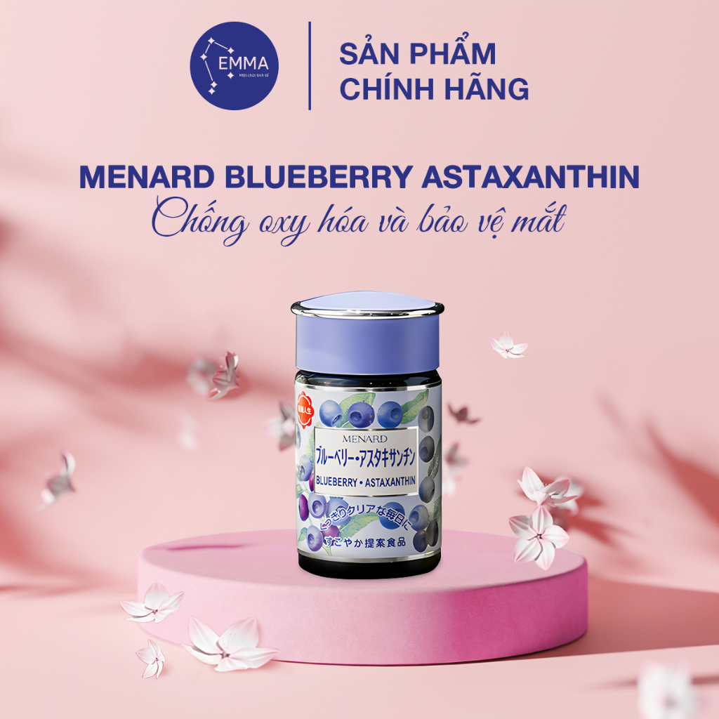 Viên uống Menard Blueberry Astaxanthin chống oxy hóa và bảo vệ mắt (hộp ...