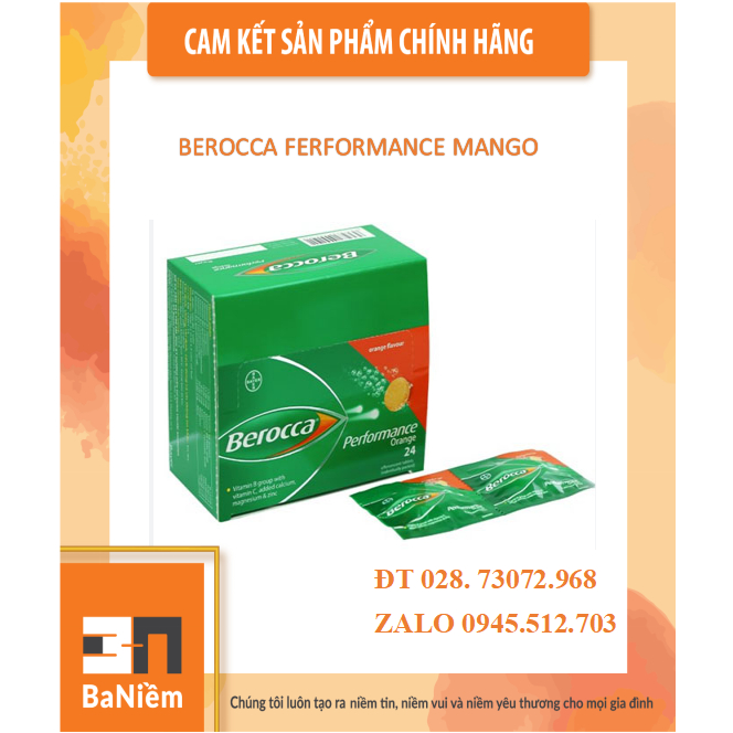 Viên sủi bổ sung Vitamin Berocca Performance Mango 24 Viên / Hộp ...