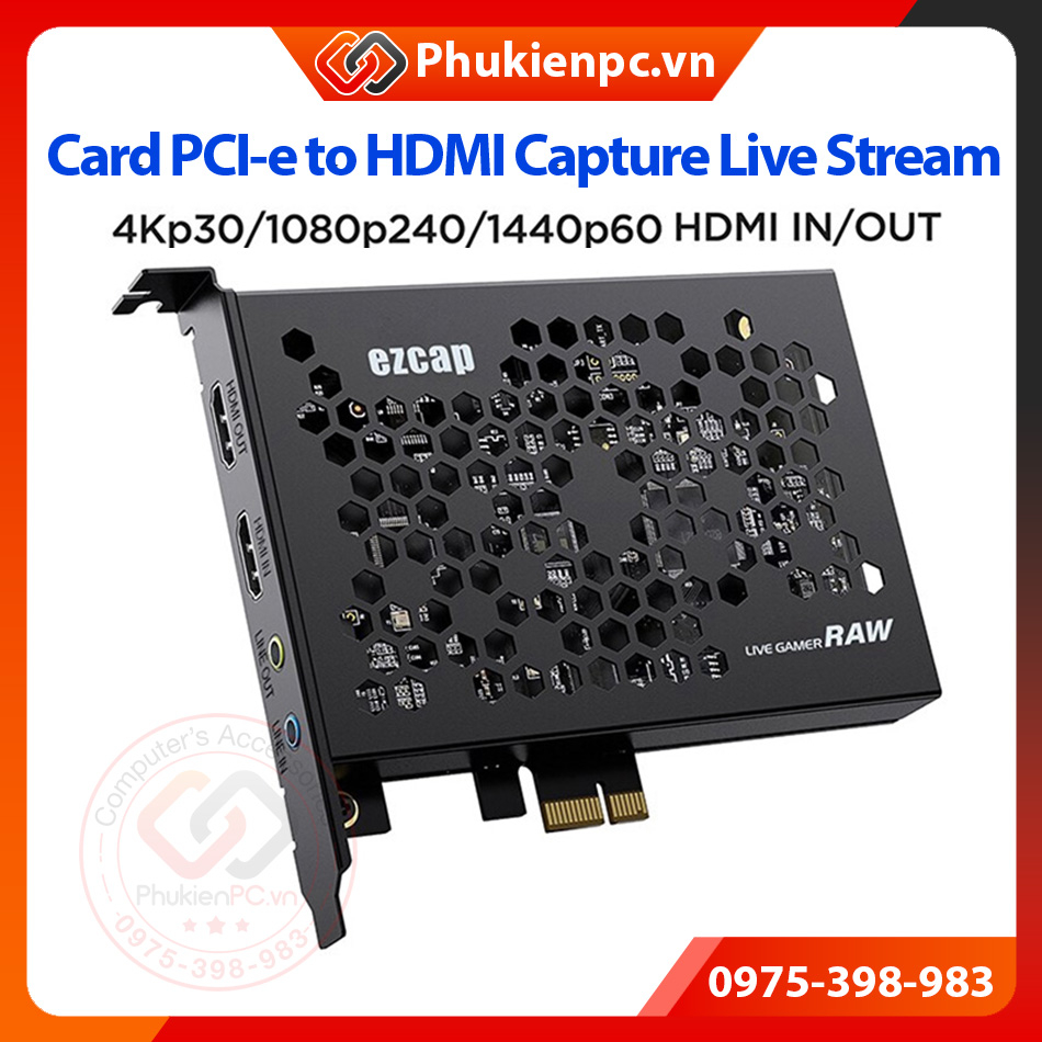 Card PCIe 1X to HDMI hỗ trợ 4K 2K 60fps HD1080P 120fps, Capture live ...