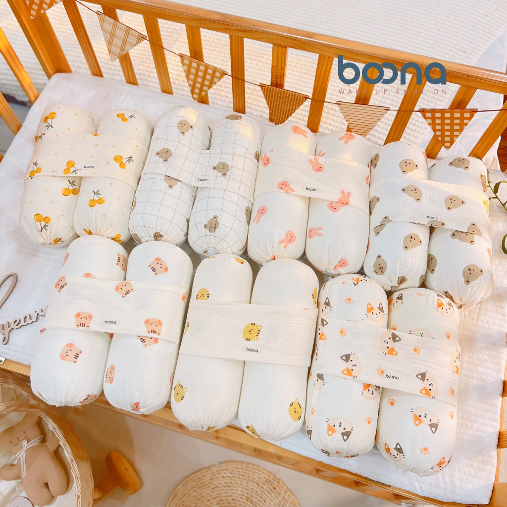 Bộ gối chặn bông cho bé Boona vải muslin cao cấp kết hợp với bông kháng ...