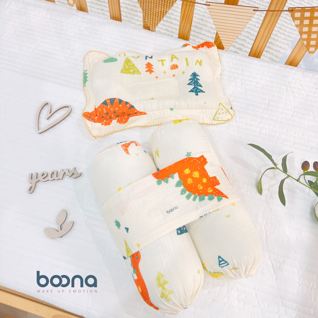 Bộ gối chặn bông cho bé Boona vải muslin cao cấp kết hợp với bông kháng khuẩn giúp bé ngủ ngon ...