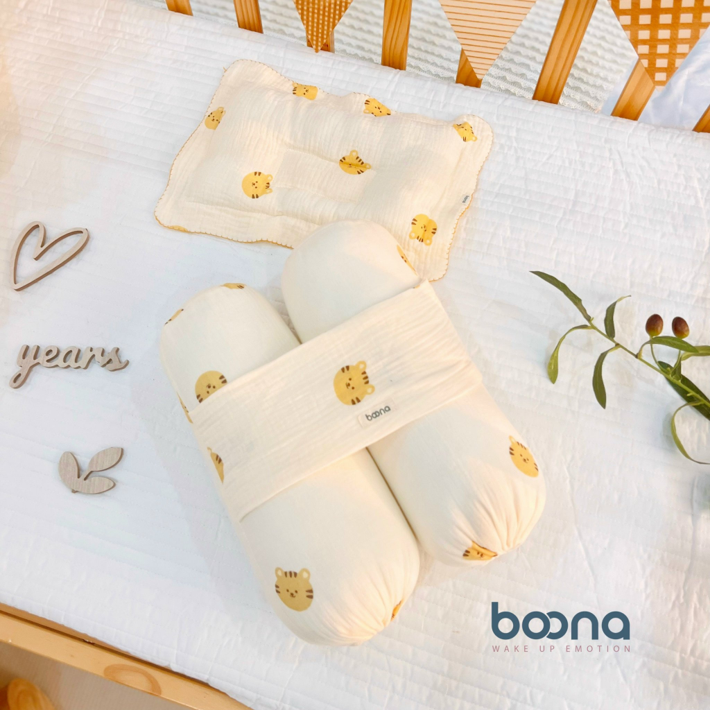 Bộ gối chặn bông cho bé Boona vải muslin cao cấp kết hợp với bông kháng khuẩn giúp bé ngủ ngon ...