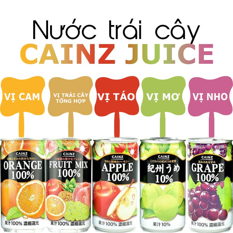 Nước ép trái cây Cainz 190g nguyên chất 100% đủ vị nội địa Nhật Bản | Shopee Việt Nam