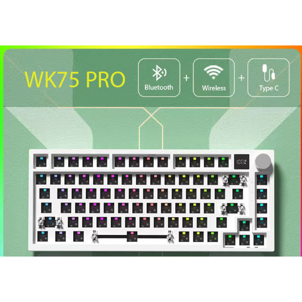 Bộ KIT Bàn Phím Cơ Custom WK75 Pro - Weikav K75 - Gasket / 3 Modes / Led RGB / Màn Hình Hiển Thị ...