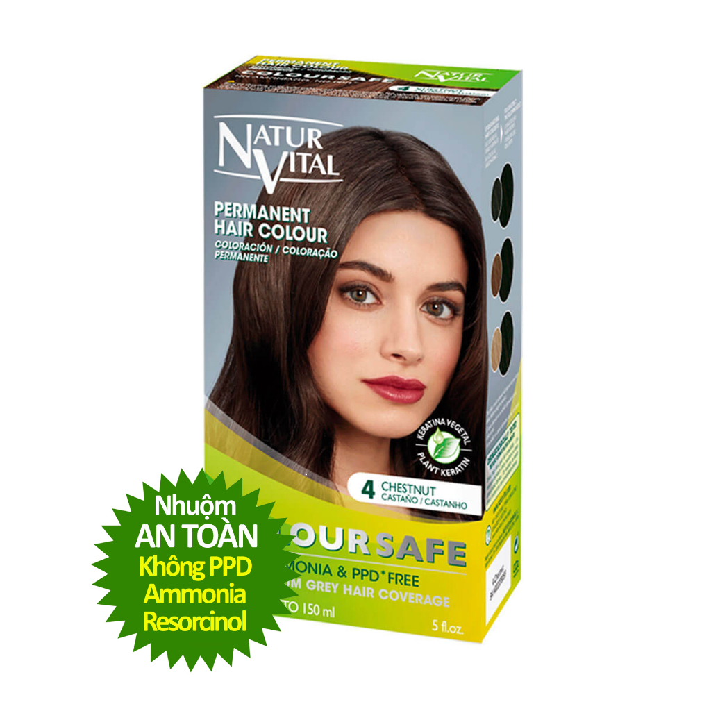[Màu hạt dẻ] Gel nhuộm phủ bạc,dưỡng tóc an toàn Naturvital Colour Safe ...