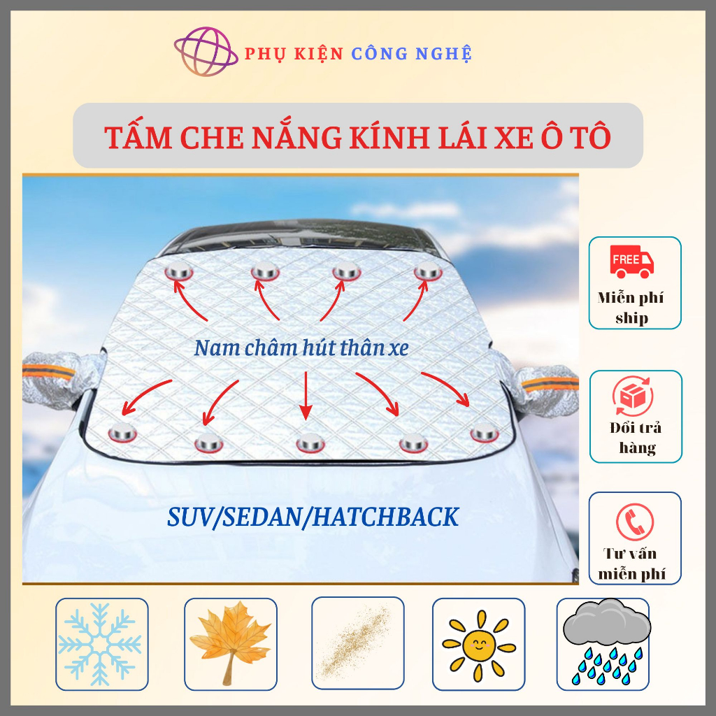 Tấm Bạt Che Nắng Kính Lái Ô Tô 4 Lớp Cao Cấp Cách Nhiệt Chống Nóng Có